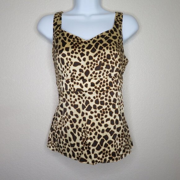 Talbots | Tops | Talbots Silk Top Womens P6 Brown Animal Print Cheetah ...
